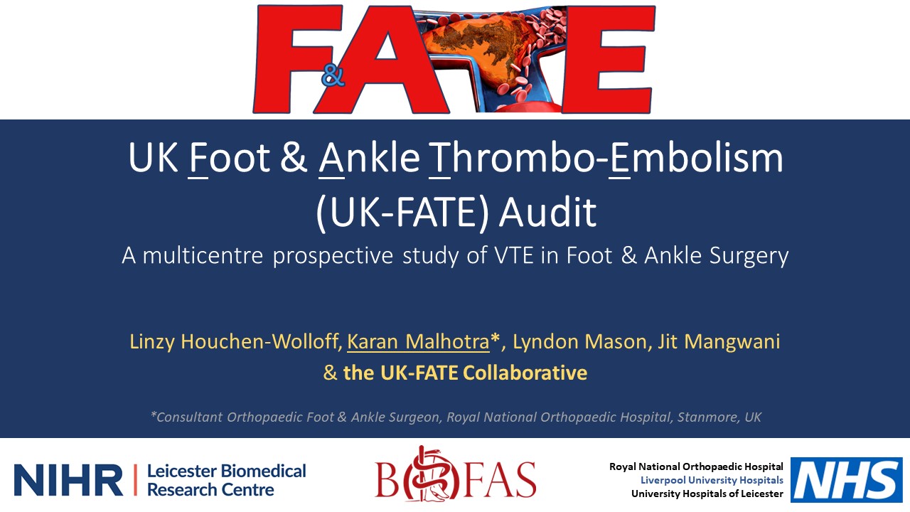 The incidence of VTE in foot and ankle surgery in the UK - UK Foot and ...